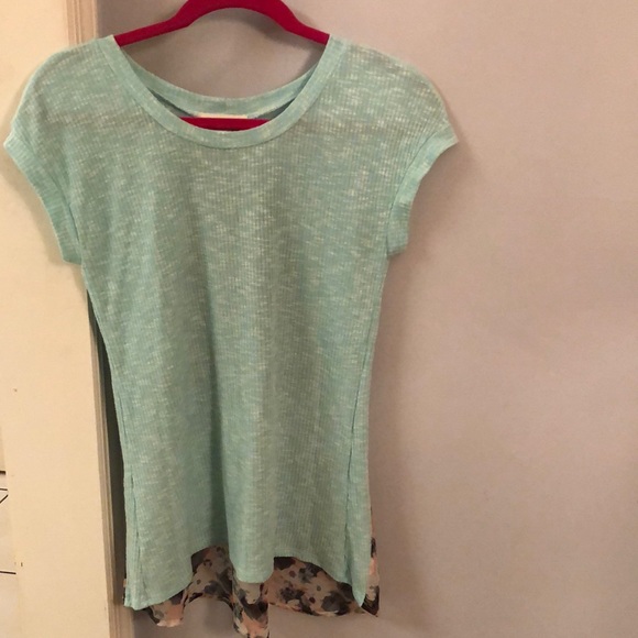 Le Lis | Tops | Le Lis High Low Tee Mint Green Ribbed Fabric Sheer ...